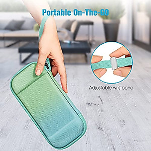 Fintie Slim Carrying Case for Nintendo Switch OLED Model 2021/Switch 2017 - [Slim Fit] Shockproof Protective Travel Storage Bag w/10 Game Cartridges for Switch Console Joy-Con, Seaside Ombre