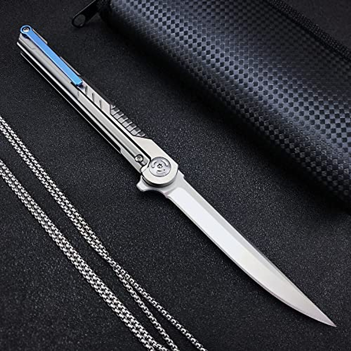 Edc Slim Small Flipper Folding Pocket Knife For Men Ceo, Titanium Handle And Frame Lock With Clip, M390 Plain Drop Point Edge Blade, Outdoor Rescue Survival Everyday Carry Self Defense
