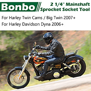 2-1/4" Mainshaft Pulley Wrench Lock Nut Sprocket Socket Tool Fit for Harley Twin Cams, Dyna, Electra Glide, Heritage Softail