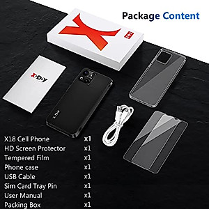 Xgody X18 4G Unlocked Phones, 6.3 Inch IPS Screen Smartphones, Android 10 OS Dual SIM Cheap Cell Phone, Quad Core 2GB+16GB, Dual 5MP+8MP Camera, 4000mAh Battery, Face ID Smart Phone (Black)