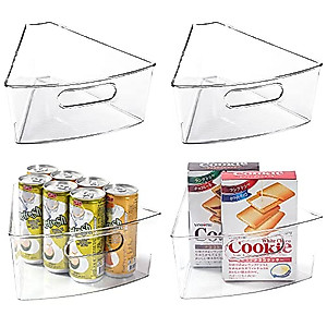 Leeden Lazy Susan Cabinet Organizer, BPA Free Containers, Durable Plastic Transparent Storage Bins for Kitchen Corners & 26"-28" Diameter Lazy Susans, 1/8 Wedge, 4 Packs