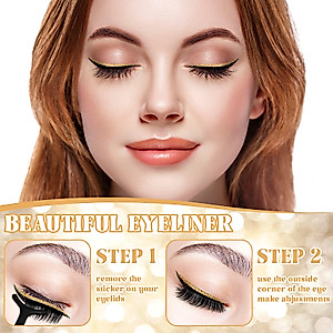 Swiffen 6 Pairs Reusable Eyeliner Eyelash Sticker with Colorful Eyeliner Eyelash Stickers Eyelid Eyelash Makeup Stickers Adhesive Eye Line Strip Stickers with 2 Black Eyelash Tweezers for Women