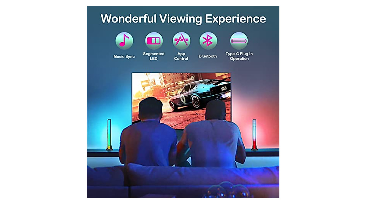 RGB LED Rhythm Lights 2 Pack with Music Sync - Smart App Control