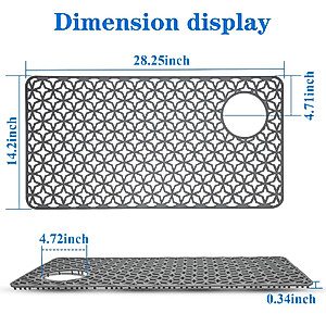 QKVCX Sink Protectors for Kitchen Sink,28.25''x 14.2'' Sink Protectors for Kitchen,Sink Drainage Mat- Non-slip Sink Mat for Bottom of Kitchen Farmhouse Porcelain Sink Kitchen Sink Grid Accessory.