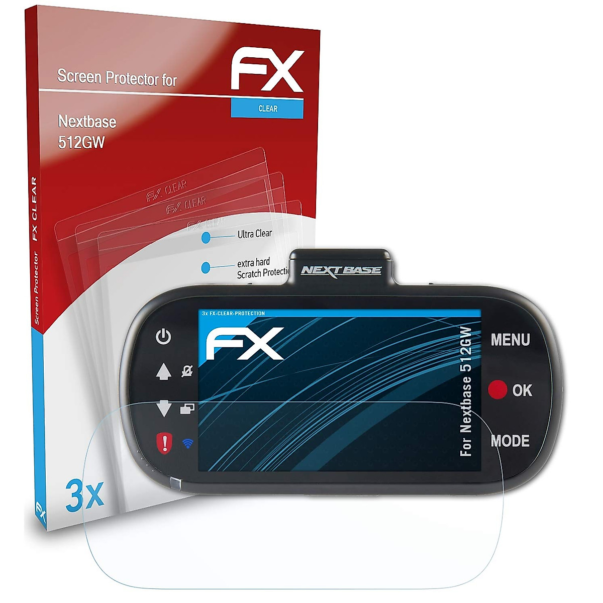 atFoliX Screen Protection Film compatible with Nextbase 512GW Screen Protector, ultra-clear FX Protective Film (3X)