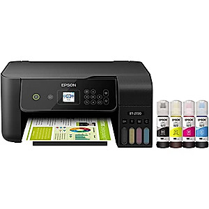 Epson EcoTank ET-2720 All-in-One Wireless Color Inkjet Printer, Black - Print Scan Copy - 10.5 ppm, 5760 x 1440 dpi, Voice Activated, Borderless Photo Printing, Ethernet, DAODYANG