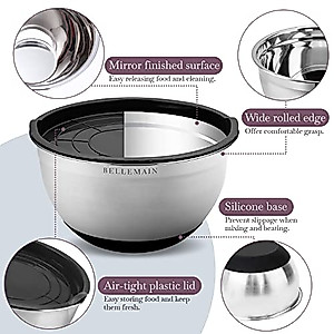 Bellemain Stainless Steel Non-Slip Mixing Bowls with Lids (3 Piece, Silver/Black)
