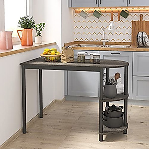 Elephance Small Dining Table/Kitchen Table with Storage, Multifunctioal Workstation Desk for Dining Room, Living Room, Bistro.(Black Oak)