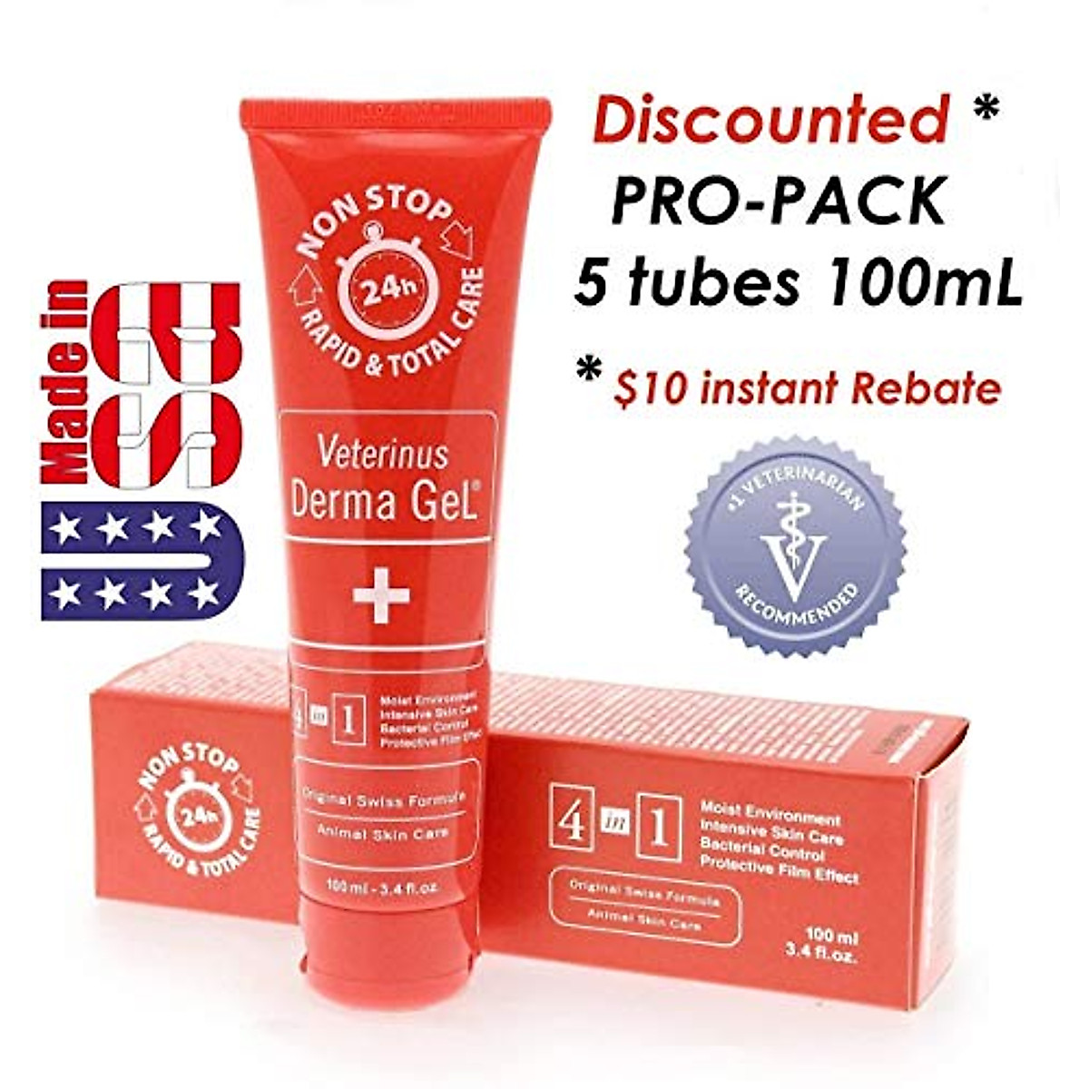 Veterinus Derma GeL® Tube 100mL - 3.4 fl.oz. x 5 Tubes (PRO-Pack $25 Saving)