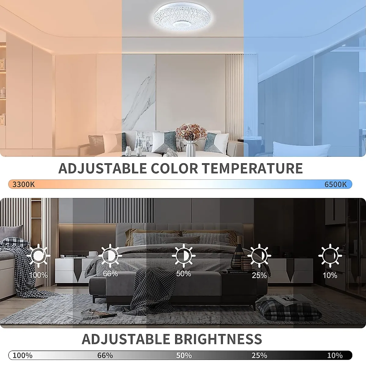 Mosasun 36W APP Remote Control Color Changing Ceiling Lamp with Bluetooth Speaker, Flush Mount LED Bathroom Music Ceiling Light for Kids Room, Laundry, Hallway