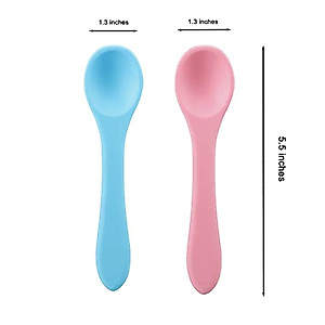 PandaEar 6 Pack Silicone Baby Spoon | First Stage Infant Soft Spoons for Kids Toddlers Children | BPA Free Baby Self Feeding Utensils Training Spoons Great Gift Set for Baby Led Weaning Ages 3 Months