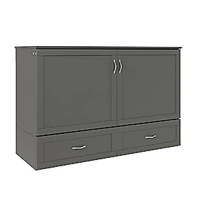 AFI Hamilton Murphy Bed Chest with Charging Station & Mattress Queen Grey