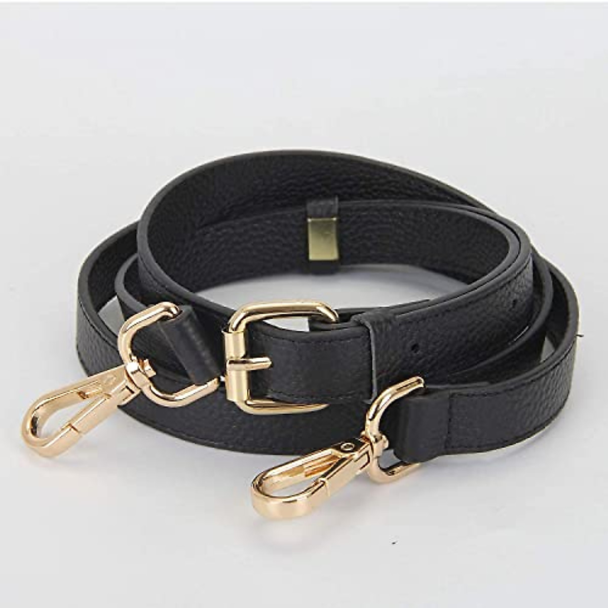 LIVE UP Full Grain Leather Adjustable Replacement Cross Body Purse Shoulder Strap Handbag Bag Wallet, 2/3” Wide (Black)