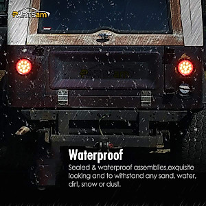 Partsam 8Pcs 4" Round Red LED Trailer Tail Light, 4 Inch Round Led Stop Turn Tail Lights Brake Brake Trailer Lights for RV Trucks, Rubber Grommets and 3-Prong Wire Pigtails Included