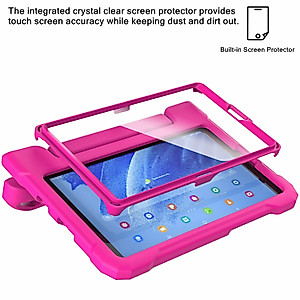 MAISON Kids Case for Samsung Galaxy Tab A9 8.7-inch 2023 SM-X110/X115/X117 & Galaxy Tab A7 Lite 8.7-inch 2021 T220/T225/T227 Shockproof, Built-in Screen Protector Stand Tablet Cover (Hot Pink)