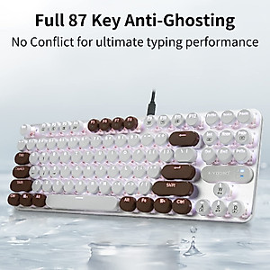 Z-66 Mechanical Gaming Keyboard, Rainbow LED Backlit, Fashionable PBT Keycaps, TKL 87Keys for Windows PC Gamer and Office (Red Switch)