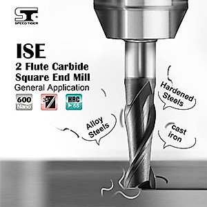SPEED TIGER Micrograin Carbide Square End Mill - 2 Flute - ISE1/16"2T (5 Pieces, 1/16") - for Milling Alloy Steels, Hardened Steel, Metal & More –Mill Bits Sets for DIYers & Professionals