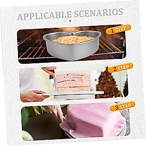 FELTECHELECTR 2pcs Heart Cake Mold Bread Baking Pan Mini Cake Molds Oven Pans Cake Rings Cake Baking Mould Small Cake Pan Cheesecake Pans Removable Bottom Flan Pan Heart Shaped Pot Silver Metal