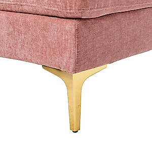 Convertible Sectional Sofa with Double Chaise Lounge, 110.63" U-Shaped Accent Sofa with 2 Arm Pillows and Golden Metal Legs, Modern Fabric Upholstered Sectional Sofa for Apartment Office, Pink