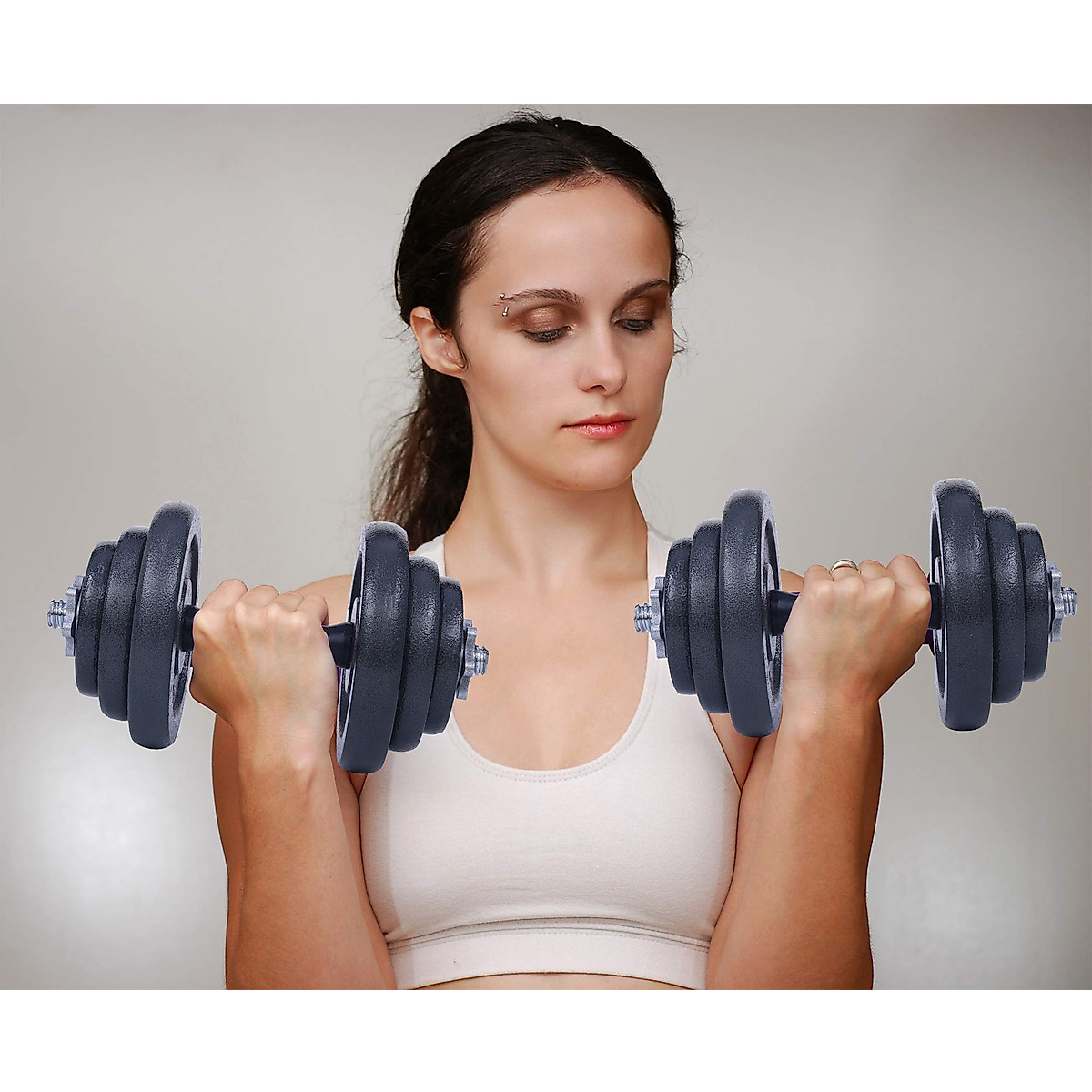 Nice C Adjustable Dumbbells, Barbell Weight Set, Dumbbell Set, Weights Adjustable 22/33/44/66/105 Lbs Home Gym 2 in 1, Anti-Slip Handle, All-Purpose, Office, Fitness