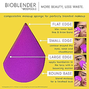 EcoTools Bioblender Makeup Sponge Duo, Compostable Makeup Blender, For Liquid & Cream Foundation, Seamless Application, Eco-Friendly Beauty Sponge, Cruelty-Free & Latex Free, 2 Count
