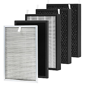 Replacement Filters Set Compatible with Nuwave OxyPure Models 47001, 47002, 47003, 47004 Air Puri-fier with 1pcs SS Pre-filter, 1pcs Ozone Removal Filter & 3pcs HEPA/Carbon Filters