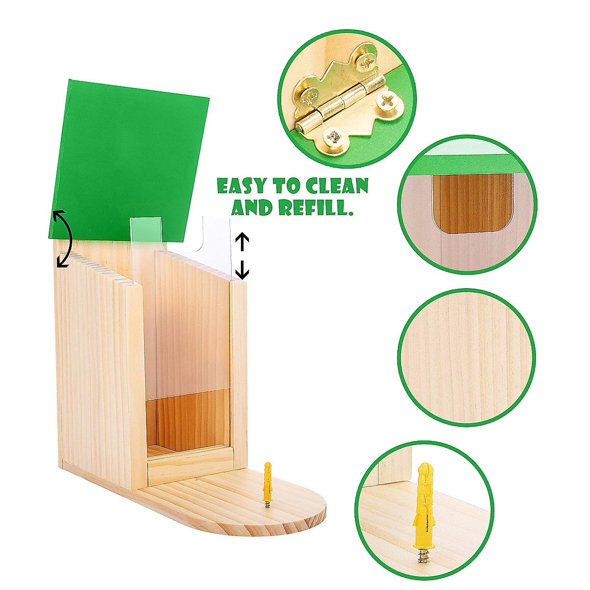 Wehhbtye Squirrel Feeder Box-Wood Handcrafted Chipmunk Picnic Table Feeder Bench Feeders,Pine House with Screws for Squirrel Feeding Station Hanging Outside Garden Yard(Assembly Hardware Included)