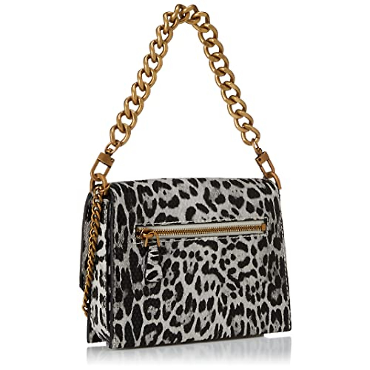 GUESS Centre Stage Crossbody Flap, Black/White Leopard