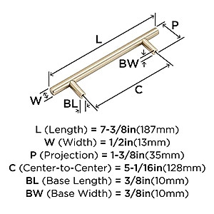 Amerock | Cabinet Pull | Champagne Bronze | 5-1/16 inch (128 mm) Center to Center | Bar Pulls | 1 Pack | Drawer Pull | Drawer Handle | Cabinet Hardware, BP40517CZ