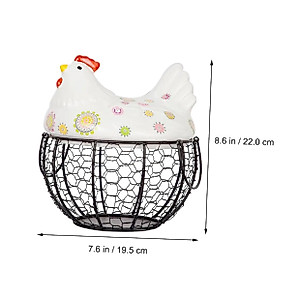 COLLBATH 1pc Egg Basket Refrigerator Organizer Bins Eggs Dining Table Decor Desktop Decor Rustic Wire Egg Basket Metal Egg Stand Chicken Wire Basket Fruit Basket Vegetable Basket Ceramics