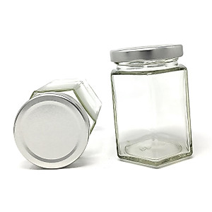 6 oz Hexagon Glass Jar with Silver Metal Lid 12-Pack by Packaging For You