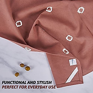 Folkulture Tea Towels or Kitchen Towels with Hanging Loop, 20 X 26 Inches Boho Dish Towels, 100% Cotton Modern Shibori Dish Towels, Flour Sack Hand Towel for Farmhouse Decor, Set of 3, Indie Sahara