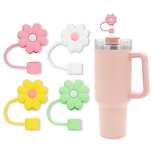 FadAcc 4Pcs Straw Cover for Stanley 30&40 Oz Tumbler, 0.4in Silicone Straw Covers Cap for Stanley Cup Accessories, Dust-Proof Drinking Straw Reusable Straw Tips Lids