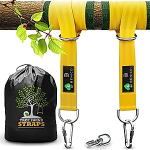 Safe Tree Swing Hanging Kit (Set of 2) - 10ft Long Straps with Two Alloy Carabiners and 2000 Lb Breaking Strength - Easy & Fast Installation for All Types of Swings and Children