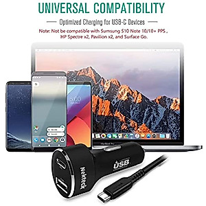 Type C Car Charger, Nekteck USB Adapter with 45W Power Delivery and 12W A Port Compatible with iPhone, iPad, MacBook, Galaxy, Google Pixel, 3.3ft Cable Included, NOT Ideal for Note10+PPS