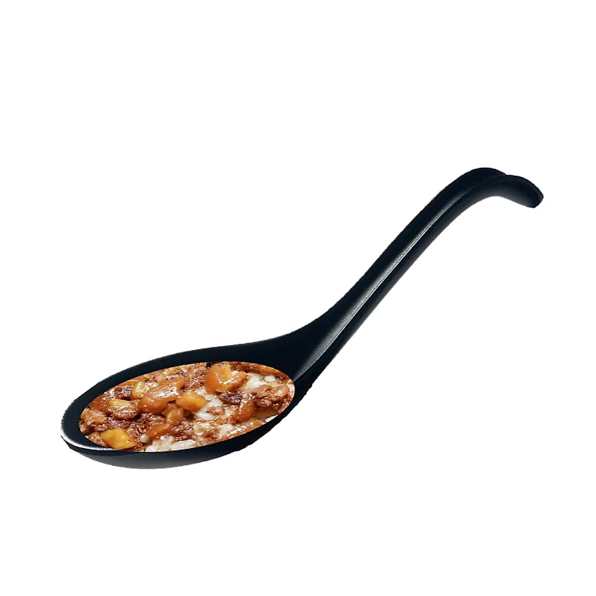 Lucky Star Melamine Japanese Ramen Vietnam Pho Noodle Soup Serving Spoons Utensil, 6.5” Length, Black (48)