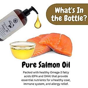 Pure Wild Alaskan Salmon Oil for Dogs & Cats - Omega 3 Skin & Coat Supplement, Natural EPA + DHA Fatty Acids for Joint Function, Brain, Immune & Heart Health (16oz)