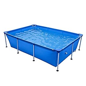 JLeisure Avenli 8.5 Feet x 6 Feet x 2 Feet Rectangular Above Ground Framed Outdoor Backyard Swimming Pool for Adults and Kids, Blue