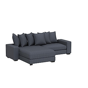 Container Furniture Direct Luxe Oversized Two-Piece Sectional Couches for Living Room, 102.4-Inch L Shaped Sofa with Chaise, Upholstered with Corduroy Fabric, Gray - Left Facing