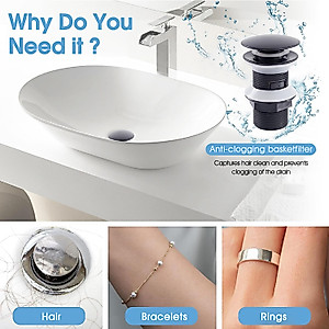 Bath Tub Drain and Overflow Kit, Black Bathtub Drain Kit, Tip-Toe Bathtub Drain Replacement Kit with Coarse Thread