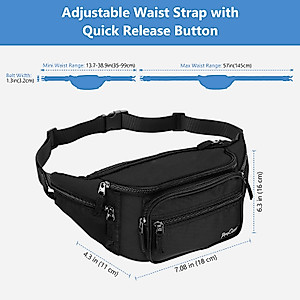 ProCase Fanny Pack Waist Packs for Men Women, Waist Bag Hip Pack for Travel Hiking Running Outdoor Sports -Black, M
