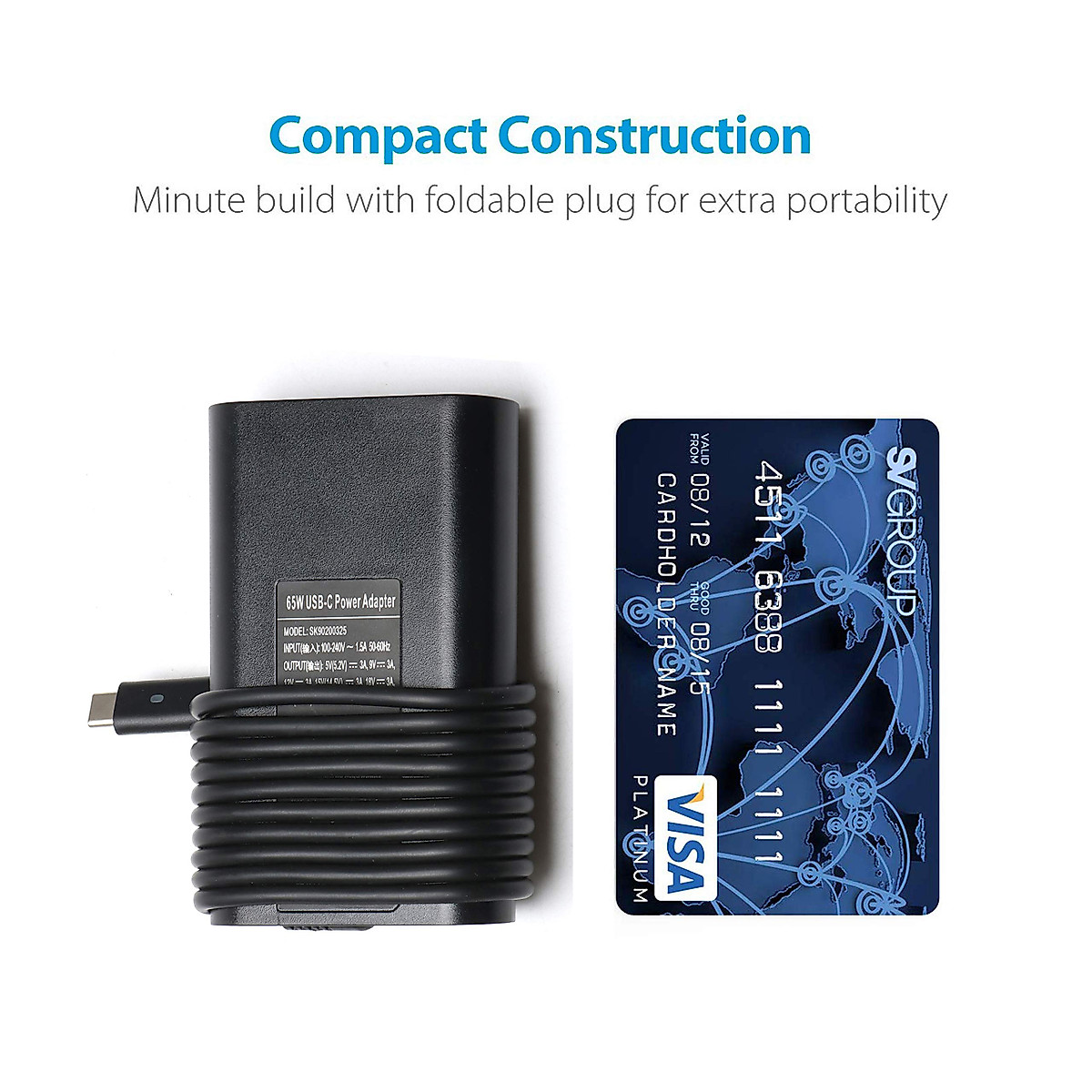 65W Type C USB C Charger LA65NM170 DA65NM170 for Dell Chromebook 11 3380 5190;Inspiron 13 5310;Latitude 12 5285 5289 5290 5300 5400 5500 7200 7275 7285 7300 7370 7389 7390;XPS 9250 9350 9360 9365 9370