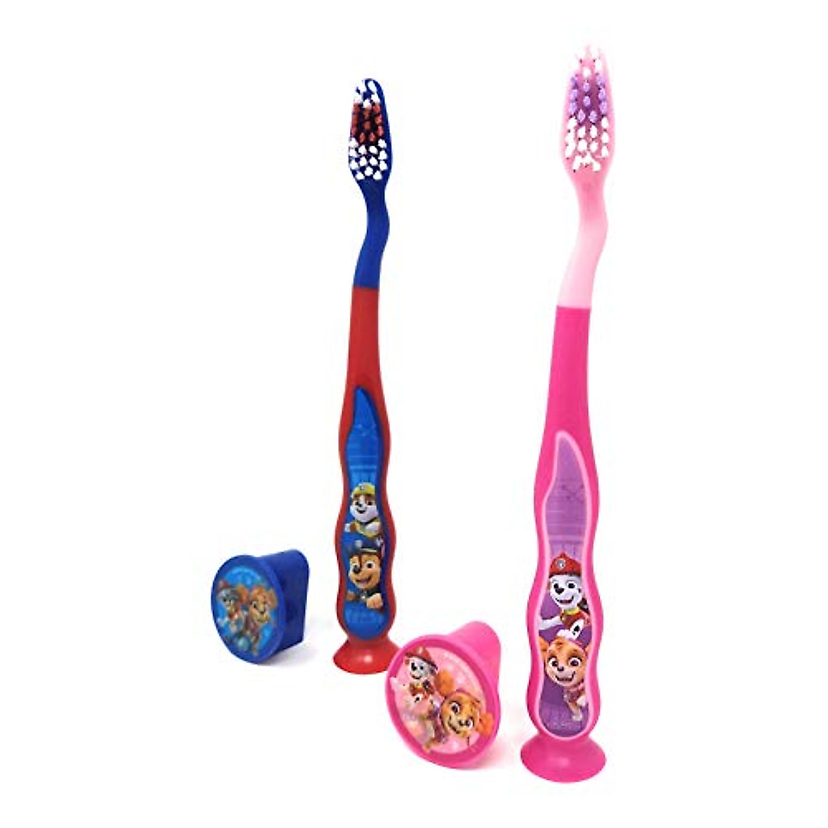 PAW Patrol Toothbrush for Kids 3+ yrs. Soft Suction Cup Pack of 2