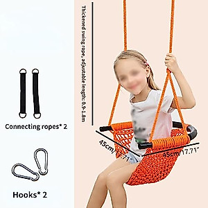 Swing Seat for Kids Hand-Knitting Toddler Swing W/Adjustable Ropes Heavy Duty Rope Play Secure Children Swing Set for Outdoor Indoor,661lbs