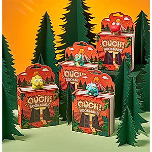 3D Dinosaur Bookmarks for Kids Students, Wacky Funny Christmas Cartoon squashed Bookmarks Novelty Stationery Birthday Party Bookmarks Favors for Teens Boys Girls Friends（4PCS）