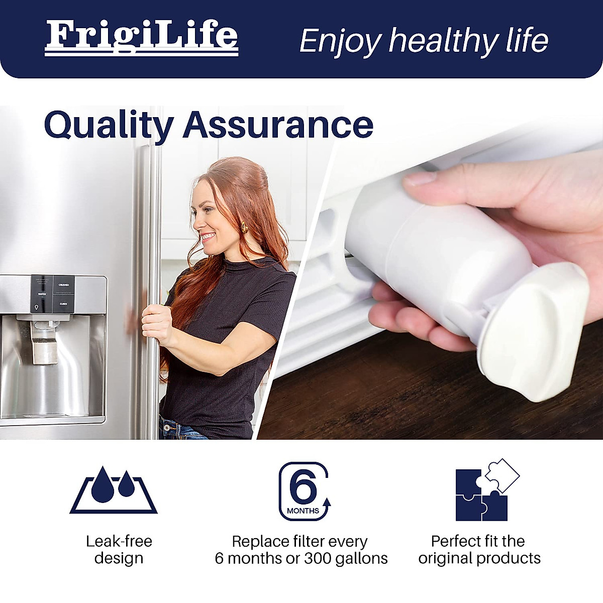 FrigiLife 4396508 Replacement for Whirlpool 4396510, EDR5RXD1, NLC240V, PNL240V, 4396508p, 4396547, 4392857, 9010, LC400V, WF-NLC240V, 46-9010, Everydrop Filter 5 Refrigerator Water Filter, 4PACK