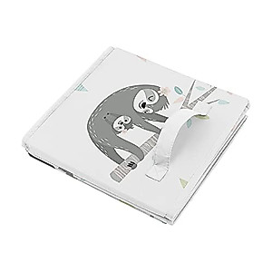 Sweet Jojo Designs Pink and Grey Jungle Sloth Girl Small Fabric Toy Bin Storage Box Chest For Baby Nursery or Kids Room - Blush, Turquoise, Gray and Green Tropical Botanical Rainforest Leaf