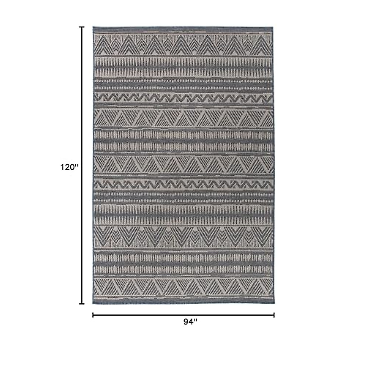 Rugshop Geometric Bohemian Indoor Outdoor Rug – Bohemian Area Rug/Outdoor Rug Deck Rugs, Non-Shedding Balcony Rugs, Boho Patio Rug, 7'10" x 10' Blue