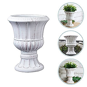 Happyyami 1Pc Tall Succulent Flower Pot Home Decor Balcony Planter Pot Porcelain Planter Pot Bonsai Tree planters for Indoor Plants Garden Roman Pillar Statue Nordic Ceramics White Clay Pot