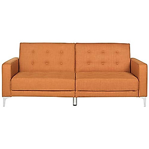Safavieh Livingston Collection Soho Orange Tufted Foldable Sofa Bed